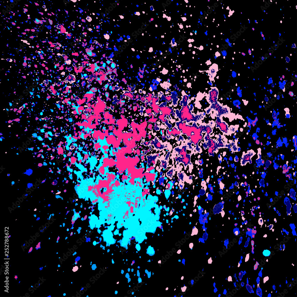Neon explosion paint splatter artistic template design. Colorful ink ...