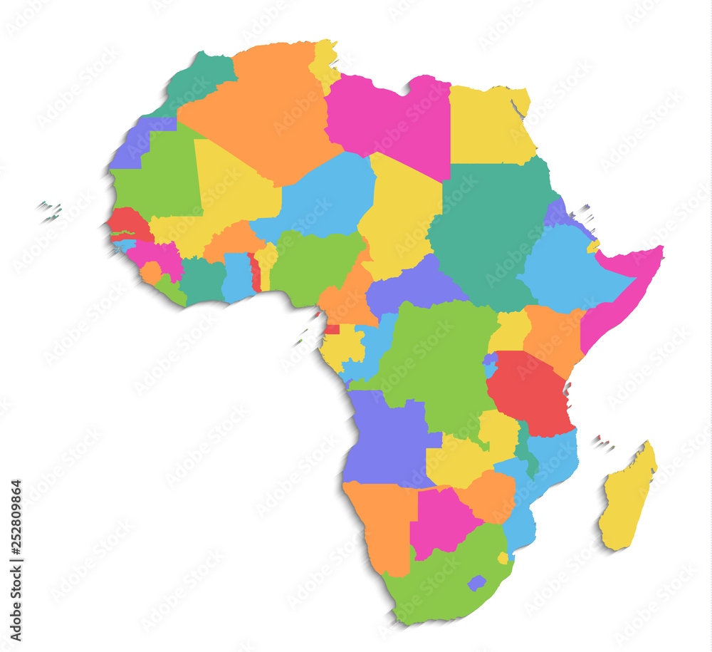 Africa map, new political detailed map, separate individual states ...