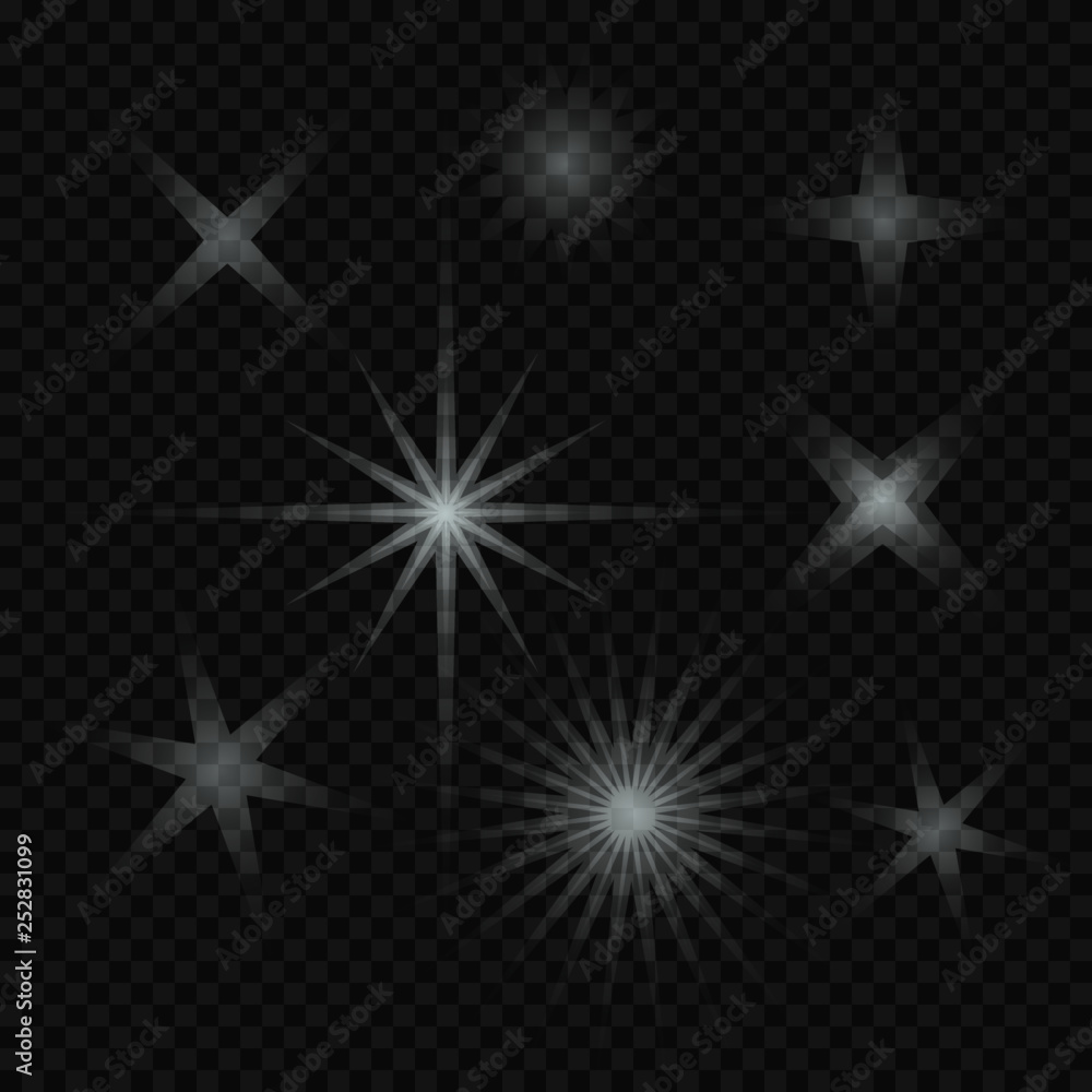 Soft bokeh, lights and stars on transparent background. Abstract ...