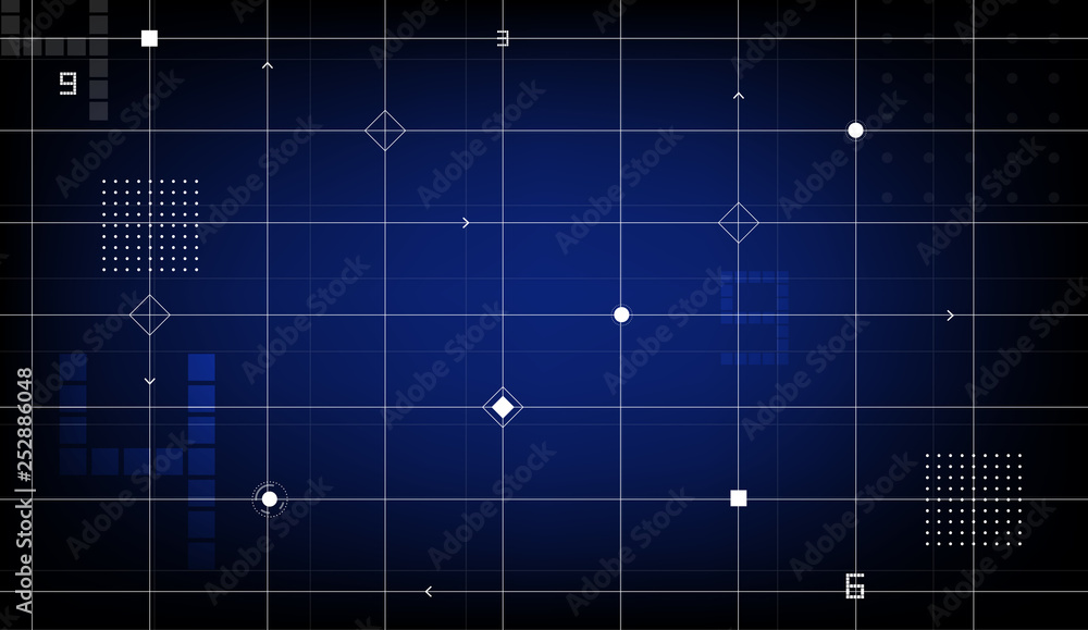 Technology background, Square grid with small white dots and digits on ...