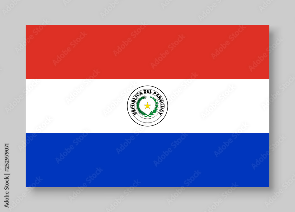 National flag of republic Paraguay with emblem. Paraguayan patriotic ...