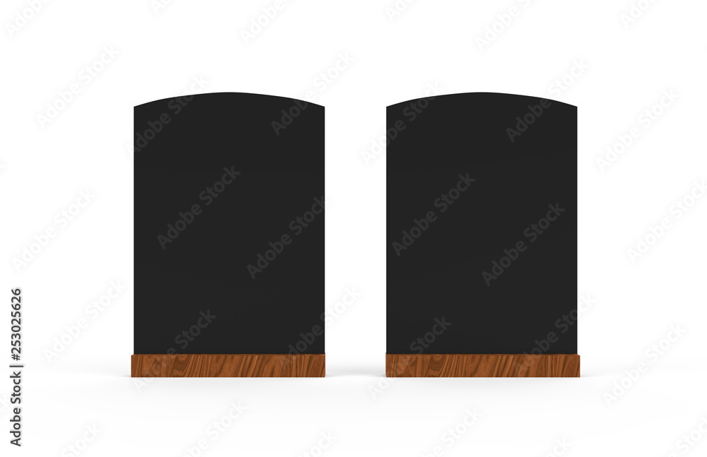 Wooden table talker mock up template on isolated white background ...