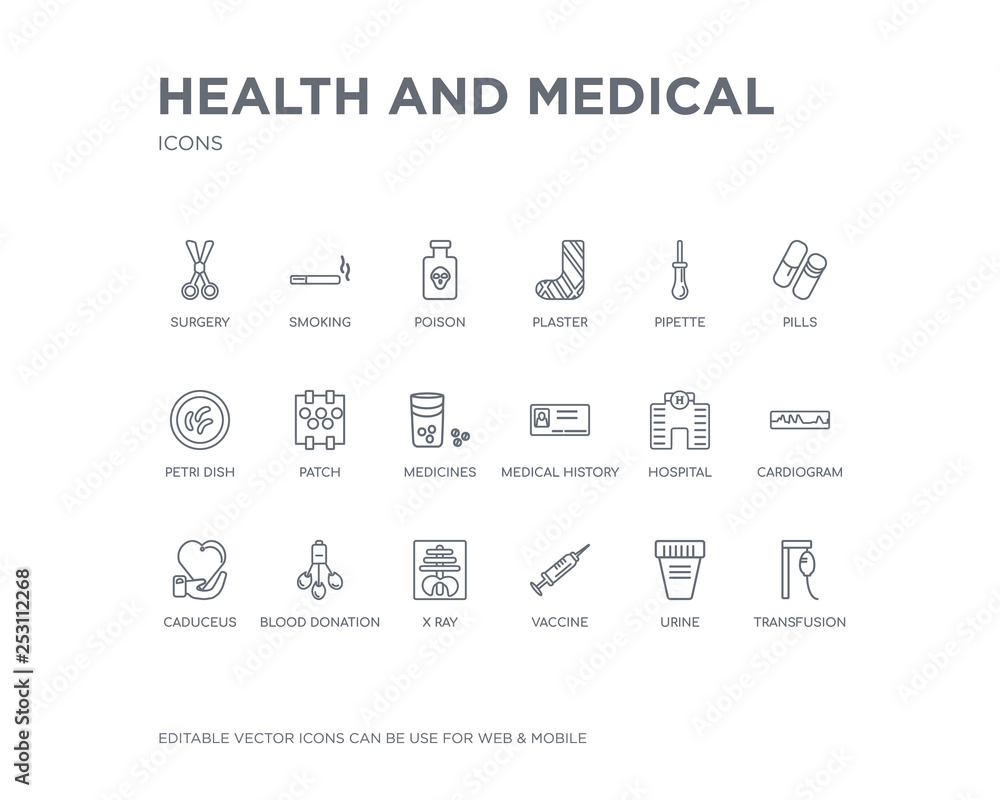 simple set of health and medical vector line icons. contains such icons ...