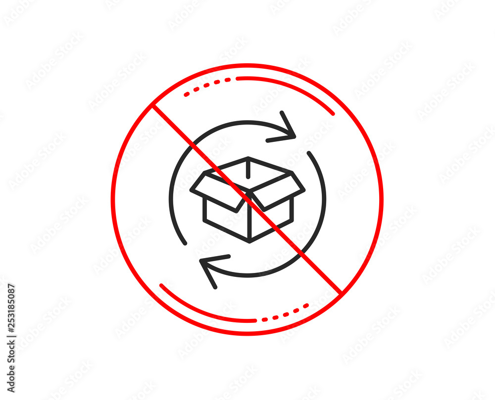 No or stop sign. Exchange of goods line icon. Return parcel sign ...