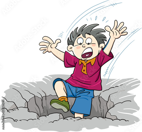 The boy is falling into the hole - Buy this stock vector and explore ...