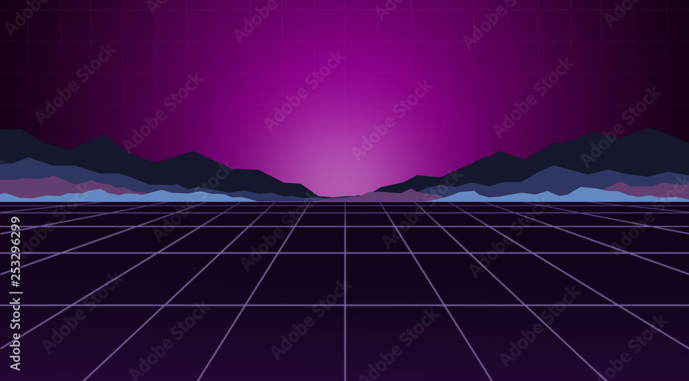 Glowing neon light. Background template. Retro video games, futuristic ...
