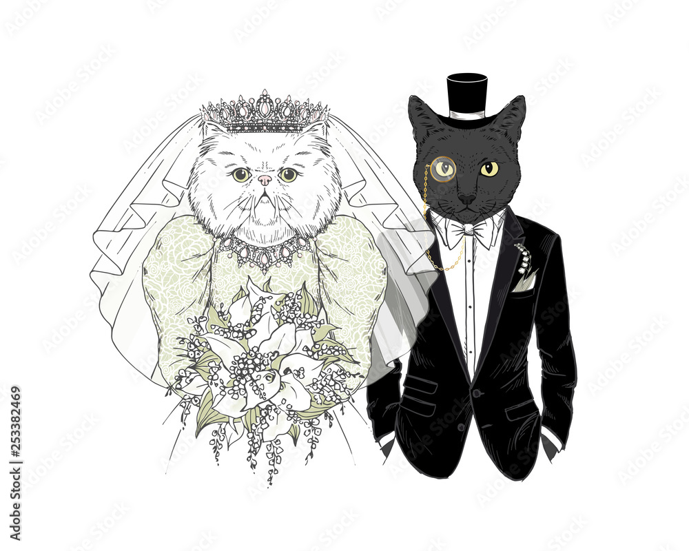 Cat Black And White Wedding