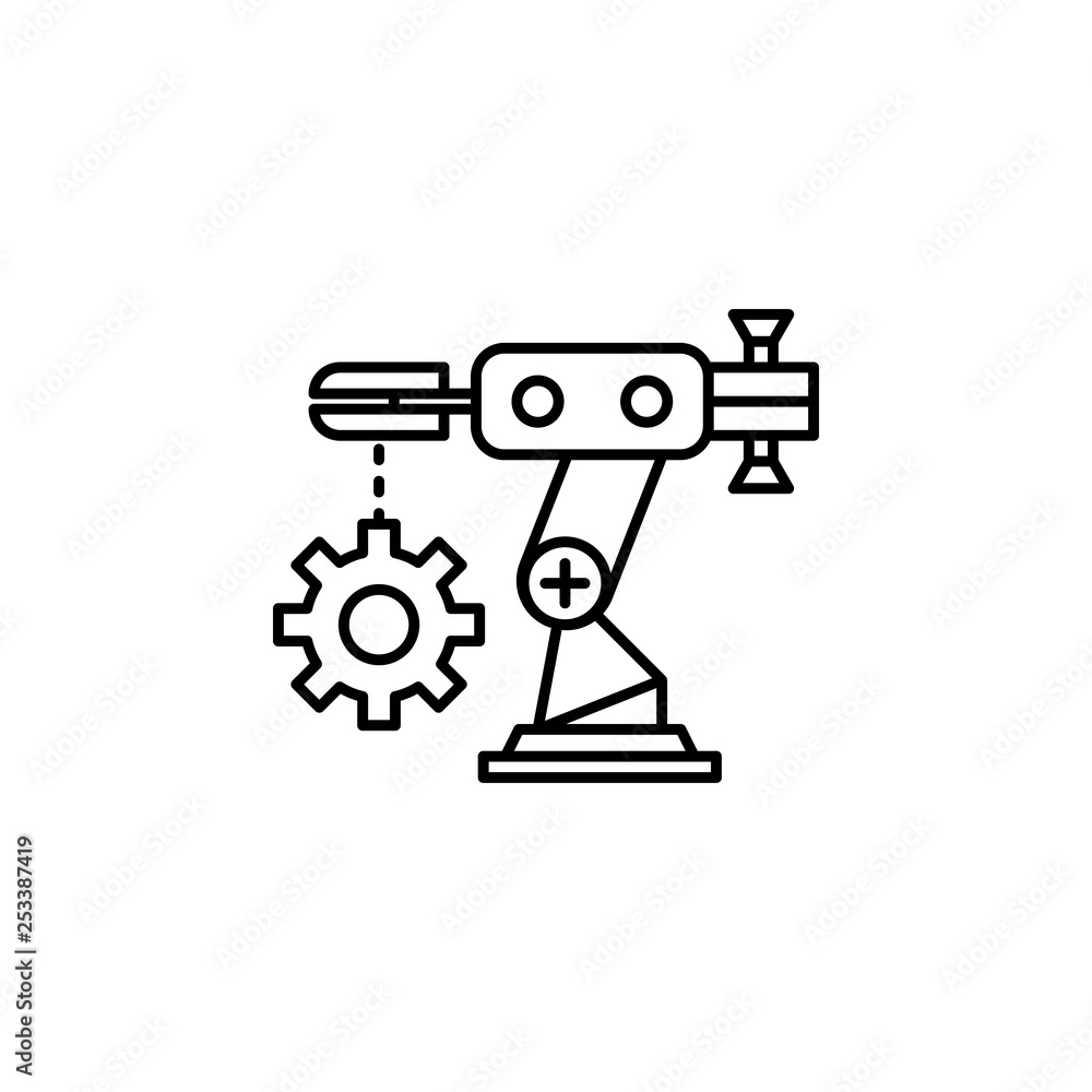 Robotics assembly outline icon. Signs and symbols can be used for web ...