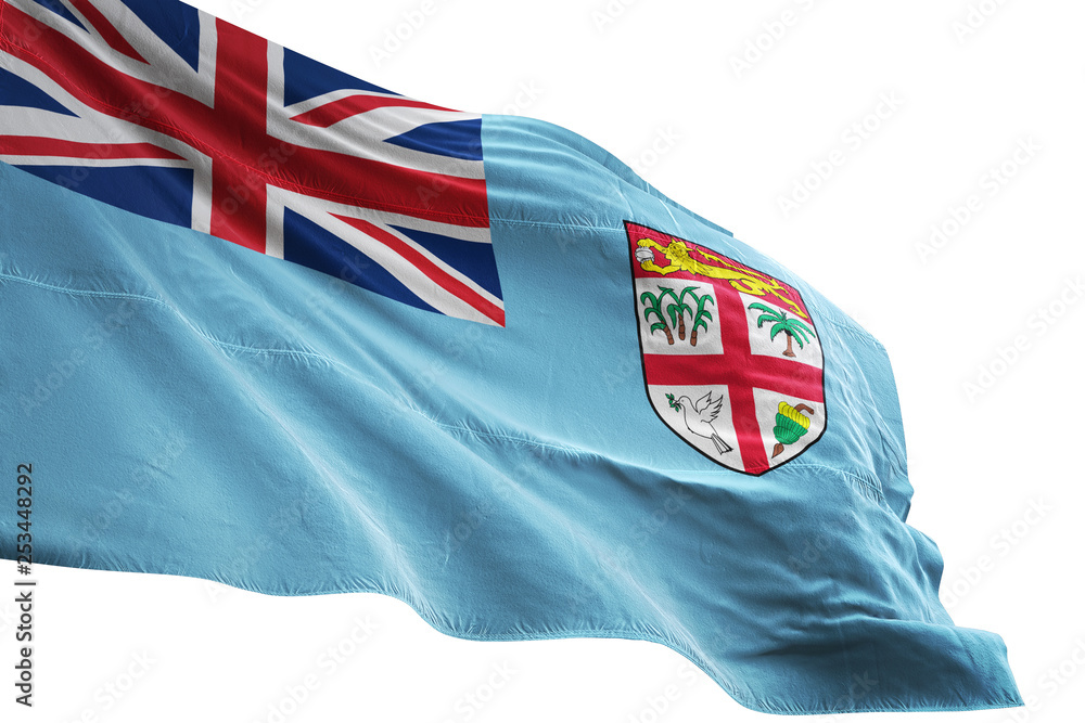 Fiji flag waving isolated white background 3D illustration Stock Illustration | Adobe Stock