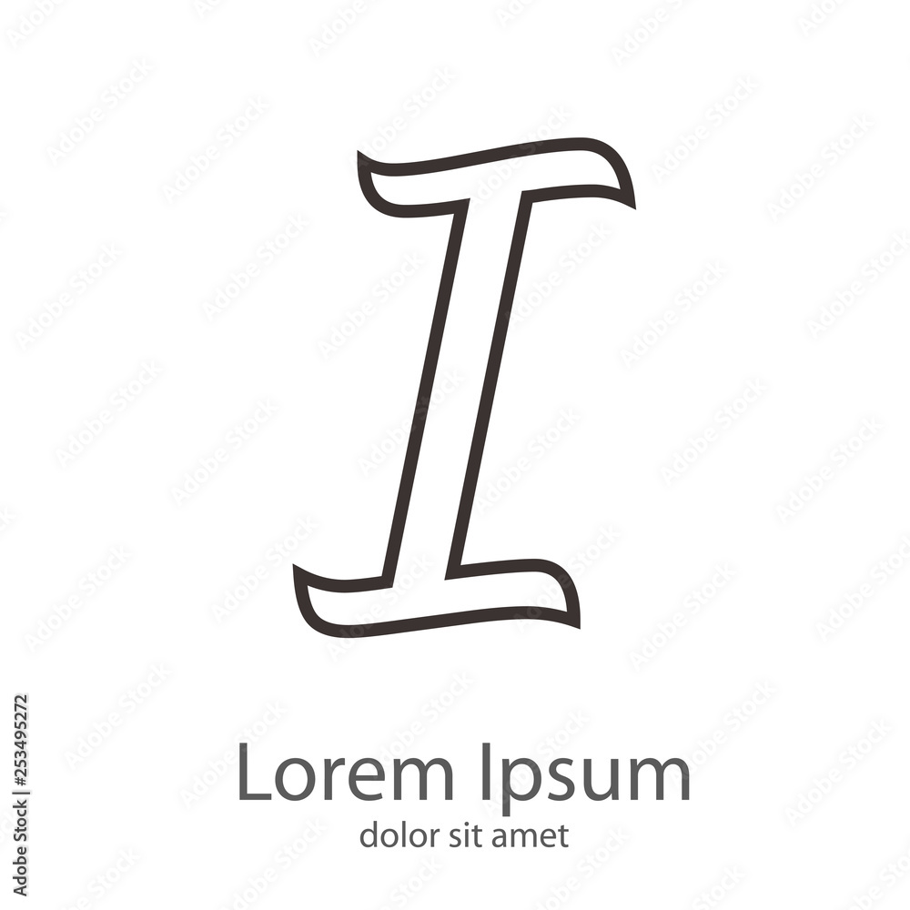 Vetor Logotipo letra I mayúscula lineal color gris do Stock | Adobe Stock