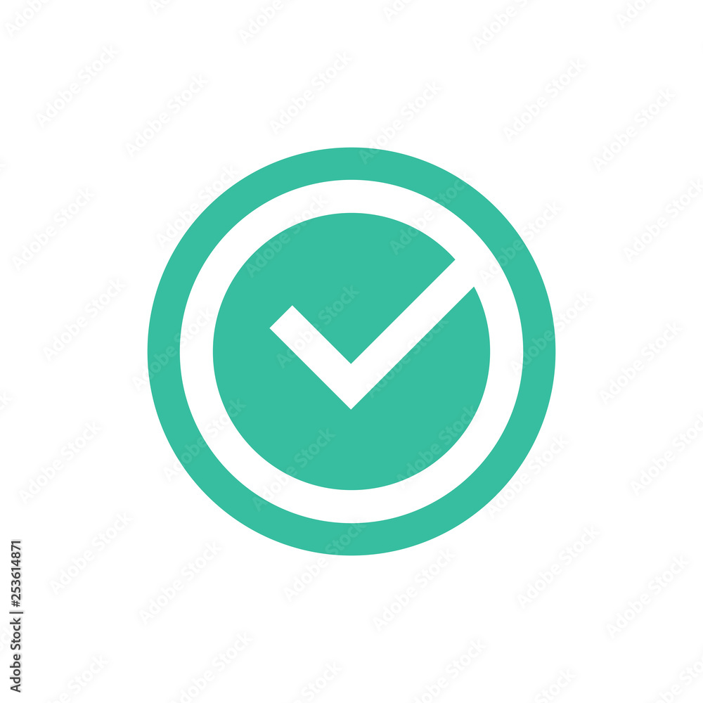 Check mark vector icon, approved ok symbol. Green tick checkbox vector ...