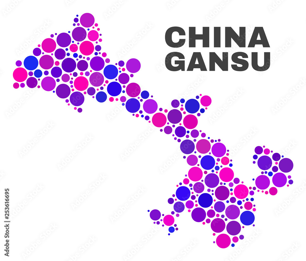 Mosaic Gansu Province map isolated on a white background. Vector ...