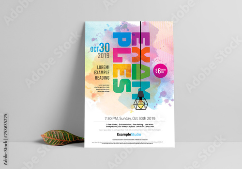 Event Poster Layout with Watercolor Design Element. Buy this stock ...