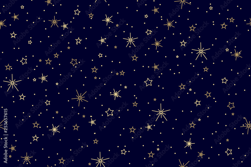 Seamless night sky pattern with shining stars and midnight blue ...