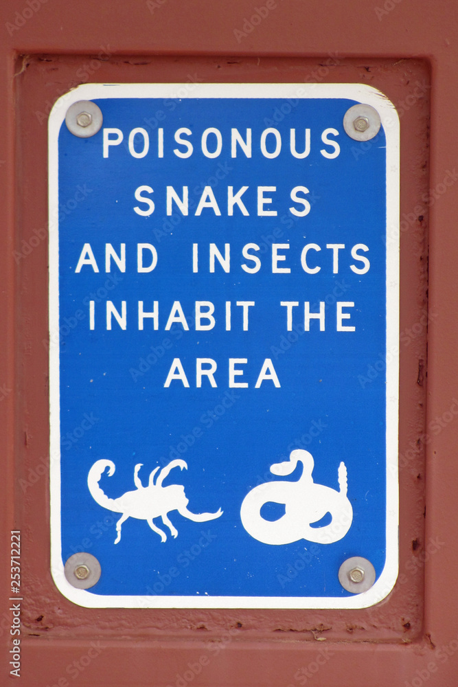 Warning sign in rest area on Arizona and New Mexico border, with text ...