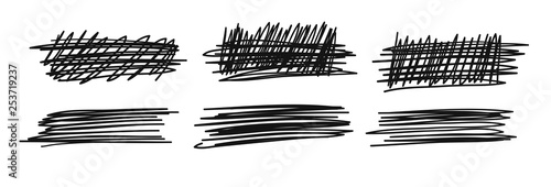 Hand drawn set of objects for design use. Black Vector doodle crossed ...