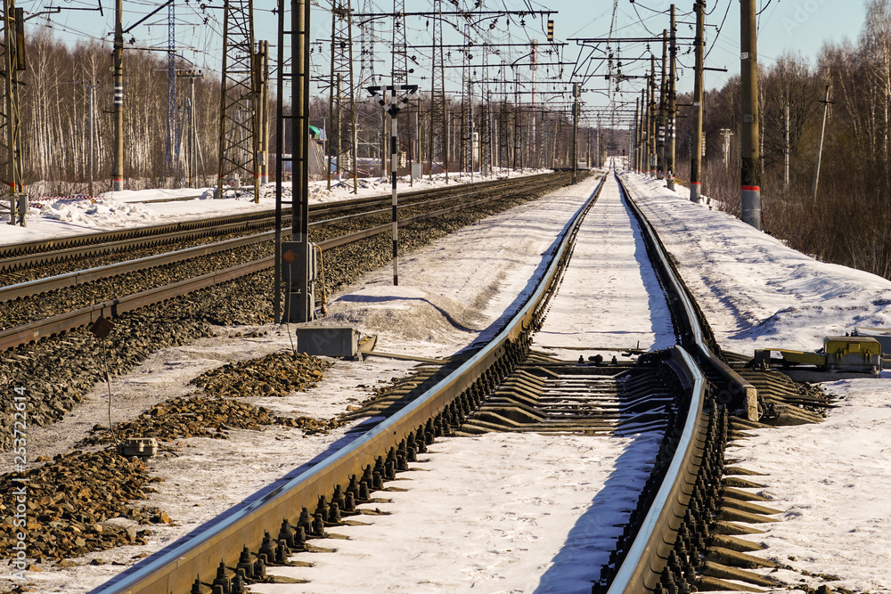 Reset arrow installed on the railway track. Causes an artificial ...
