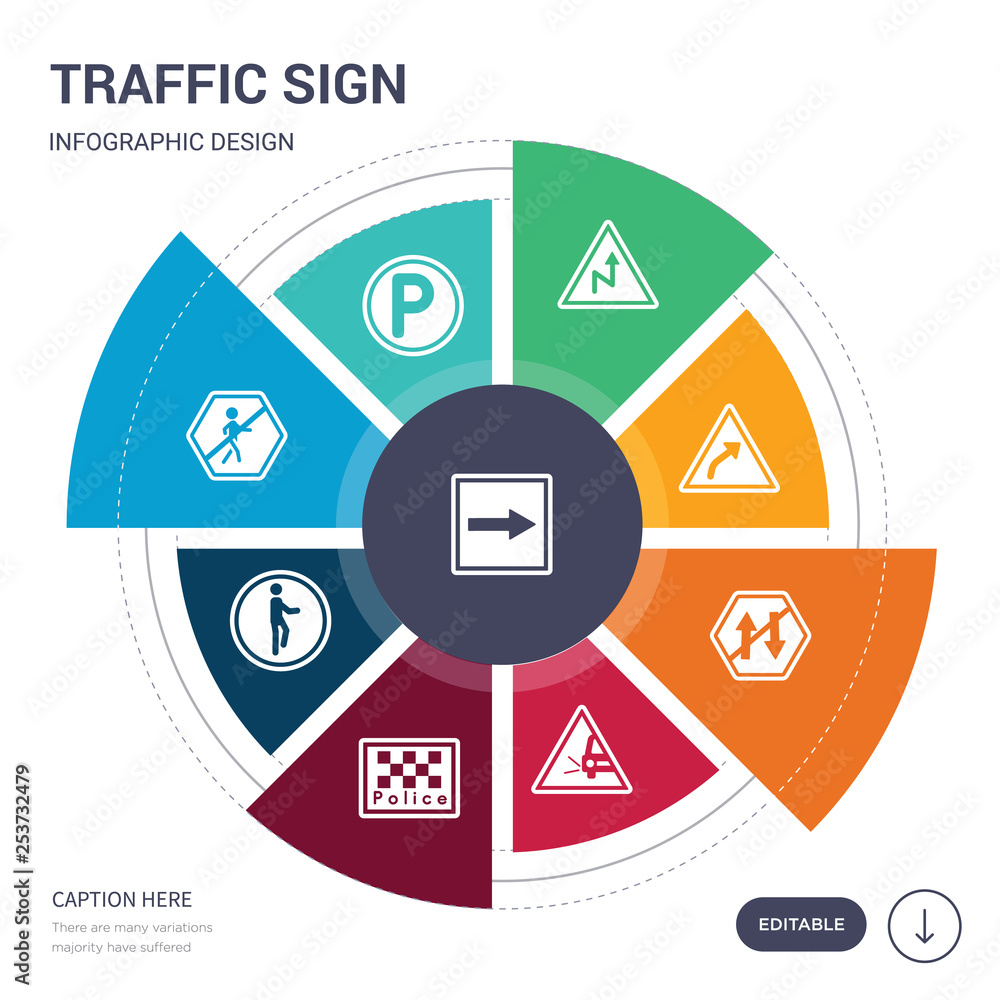 set of 9 simple traffic sign vector icons. contains such as parking ...