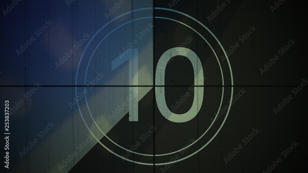 Стоковая иллюстрация «Film Vintage countdown number 10. Movie film ...