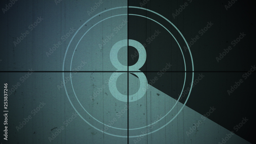 Film Vintage countdown number 8. Movie film strip with countdown number ...