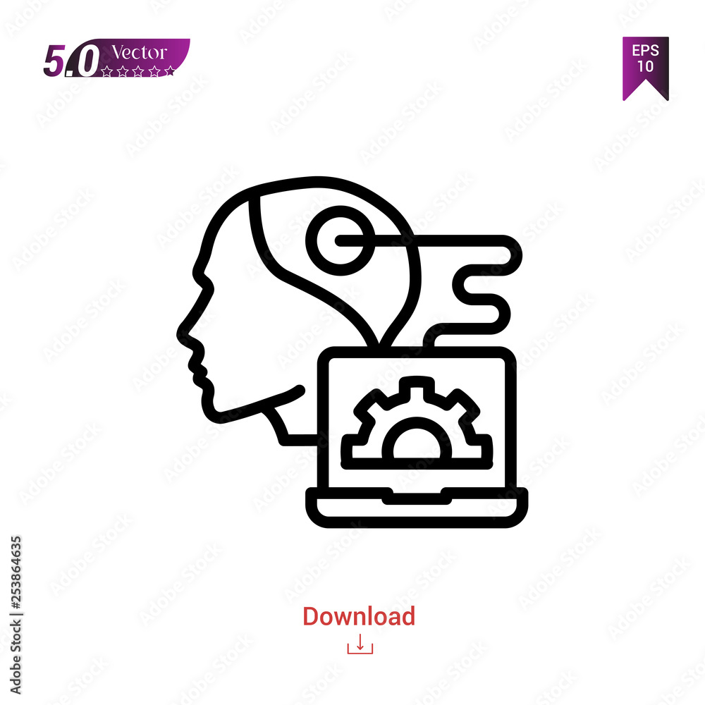 Outline thought icon isolated on white background. Line pictogram ...