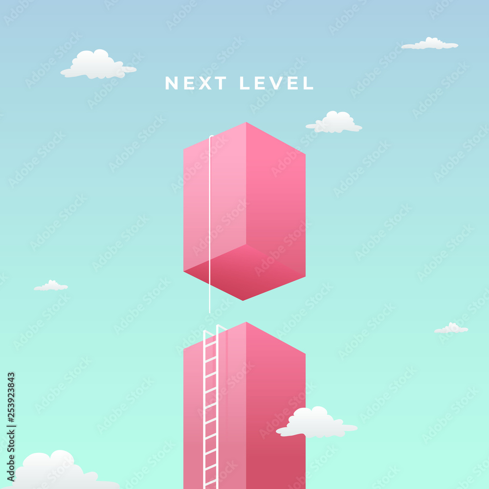 next level to success visual concept design. high giant wall towards ...