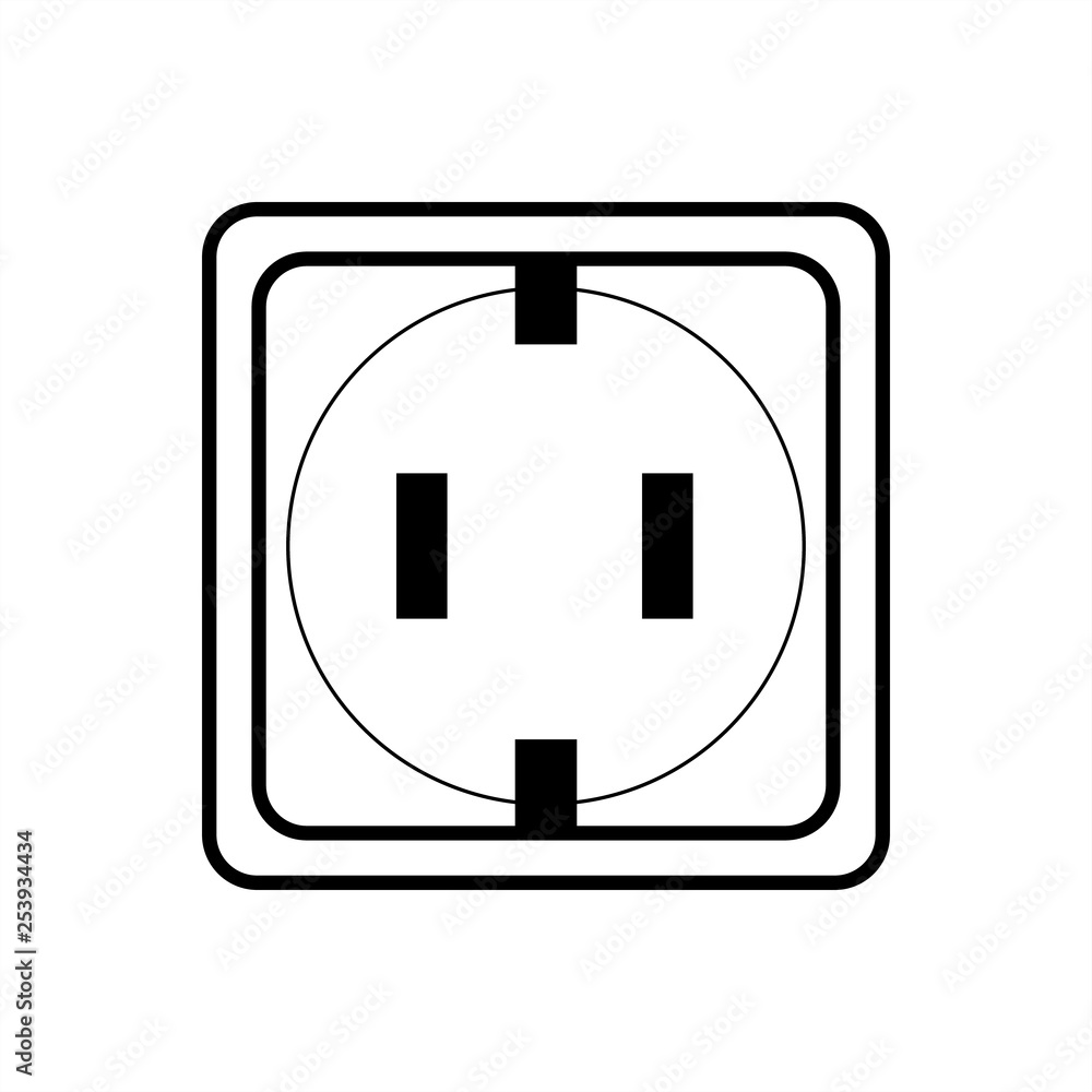 North American wall outlet vector illustration. Wall power socket ...