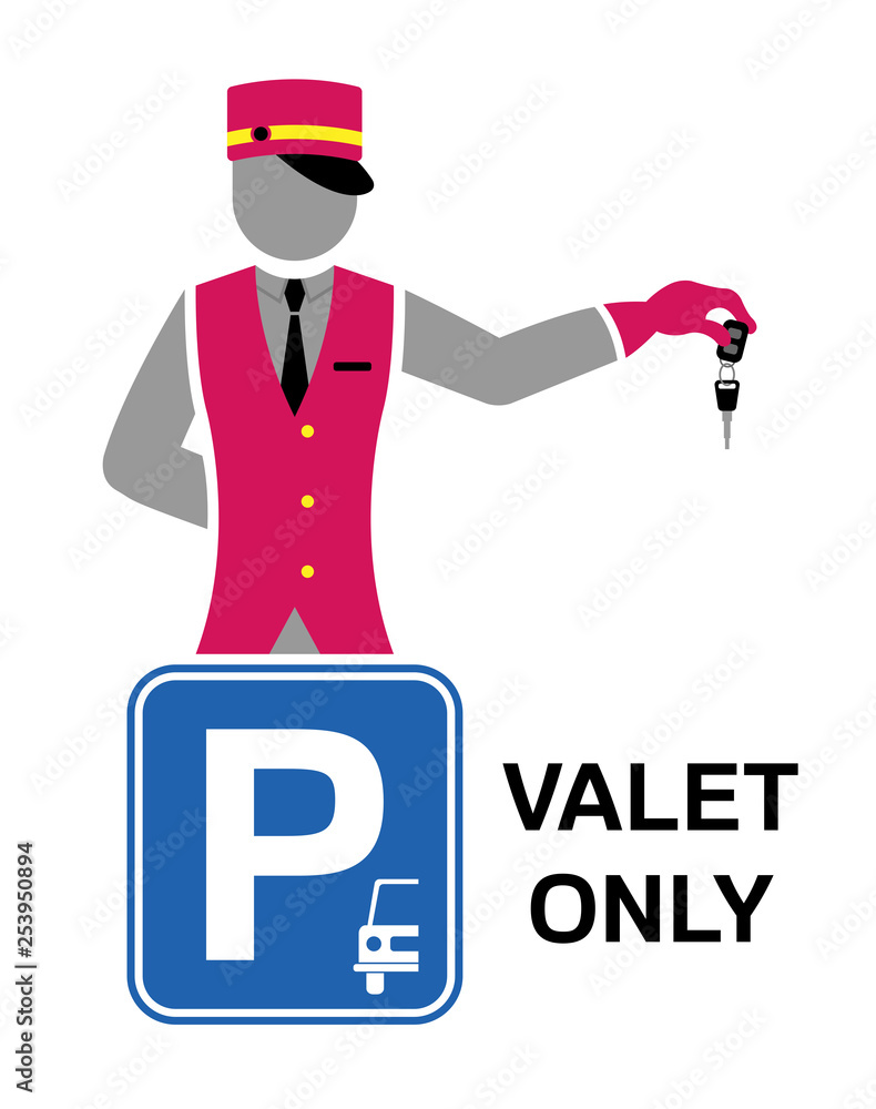Valet silhouette symbol and Parking sign Stock Vector | Adobe Stock