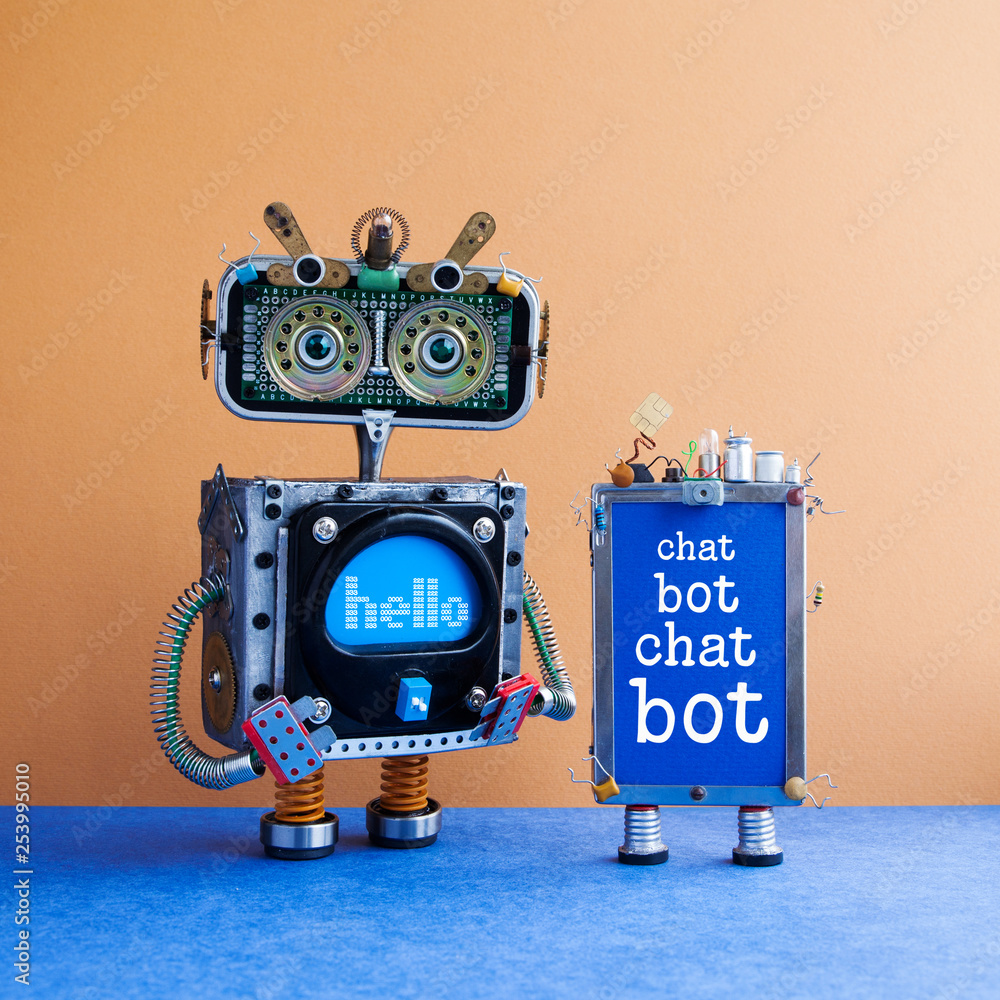 Chatbot artificial intelligence poster. Creative design robot and ...