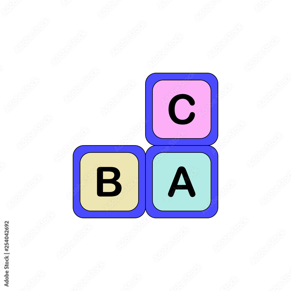 cartoon alphabet infants blocks toy colored icon. Signs and symbols can ...
