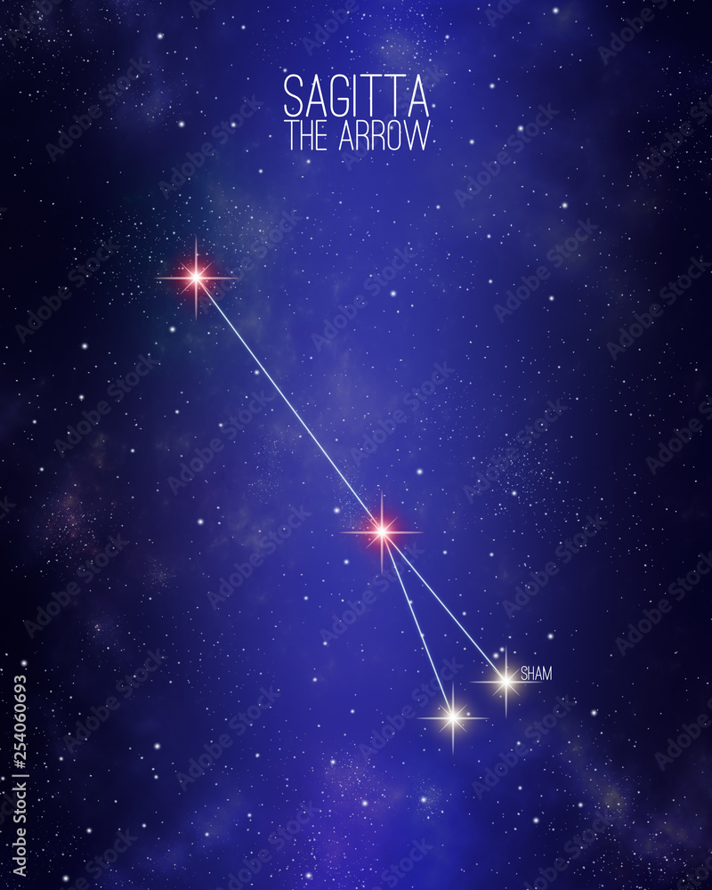 Illustration Stock Sagitta the arrow constellation on a starry space ...