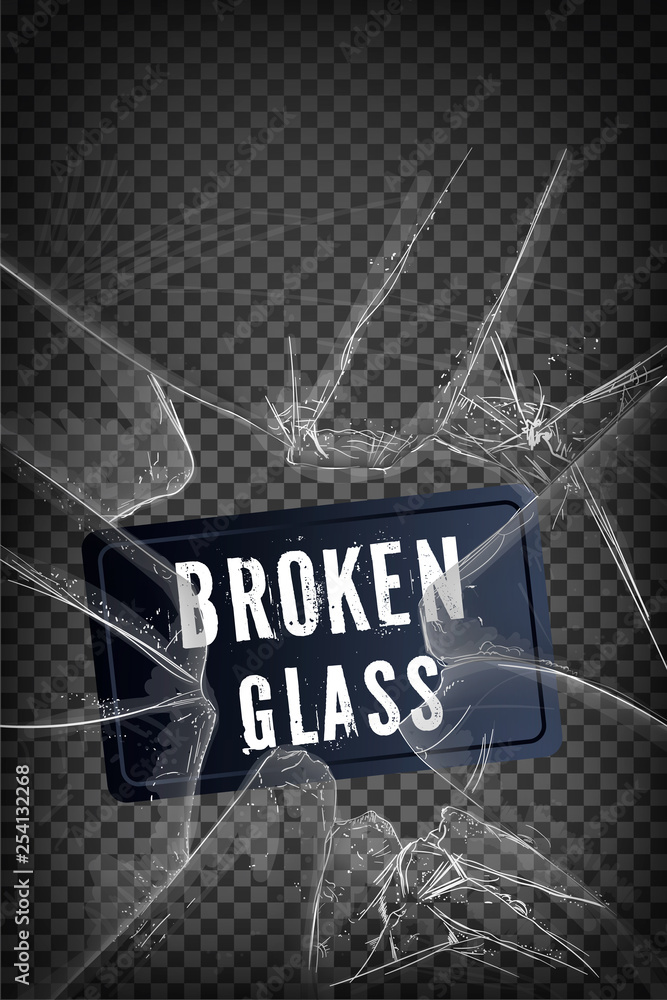 Vector broken glass. Isolated realistic cracked glass effect, concept element. To use Complete ...