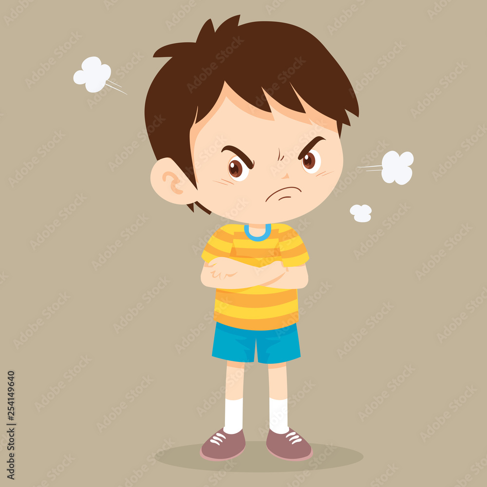 angry children boy arms crossed Stock Vector | Adobe Stock