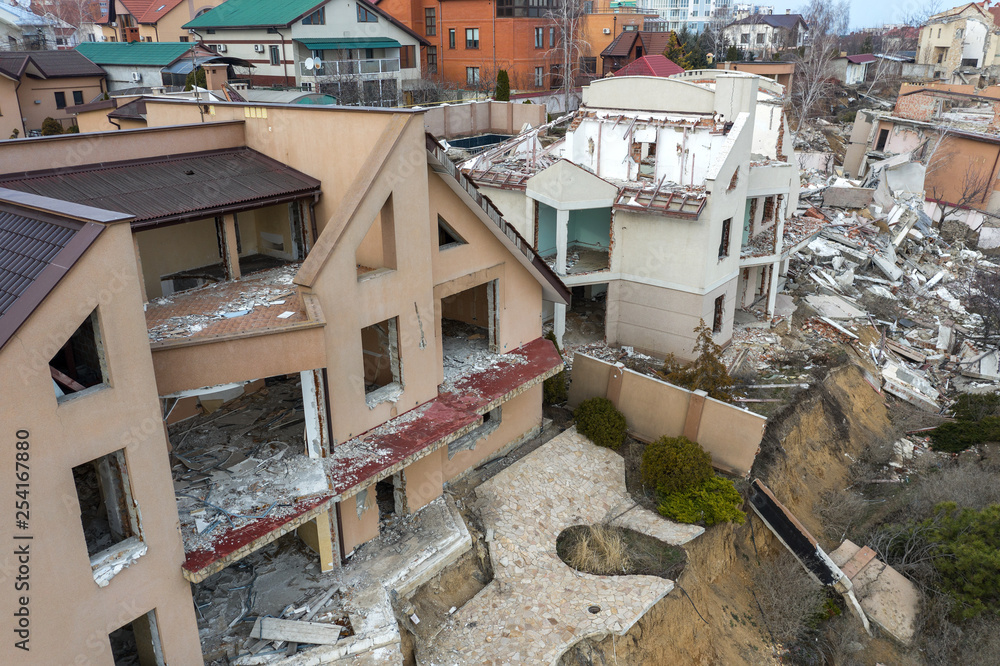 Landslide caused by rains of hurricane destroyed expensive cottages and ...