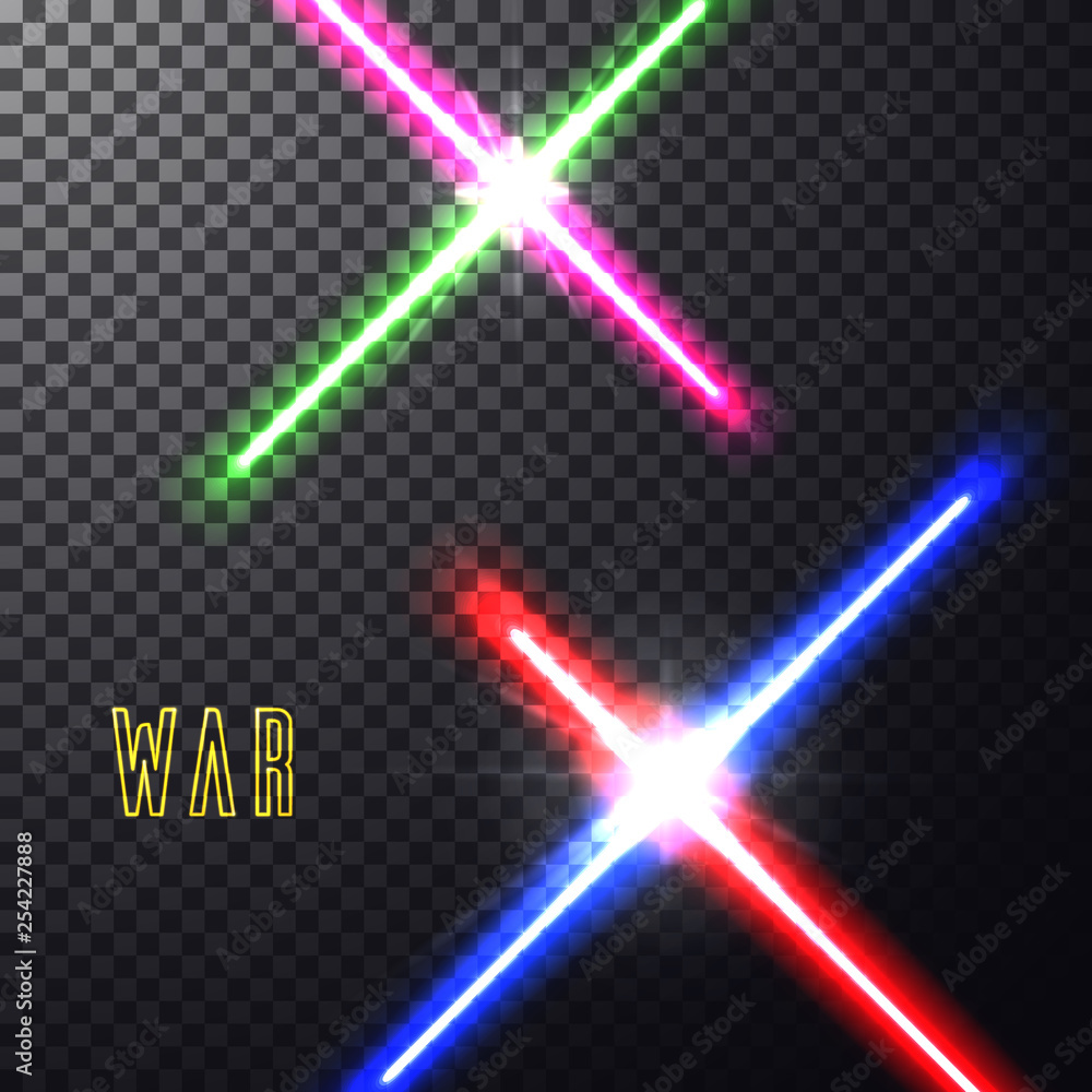 Crossed light swords. Vector illustration. Stock Vector | Adobe Stock
