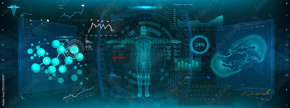 Head Up Display (HUD) UI for Medical App, Futuristic Medical HUD ...