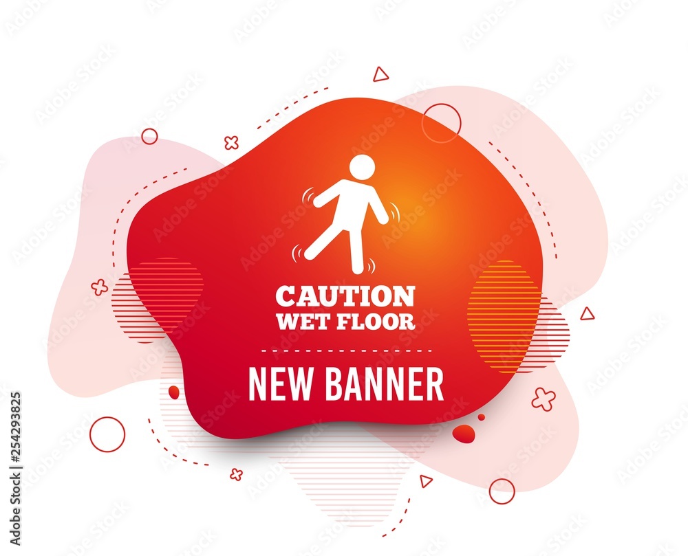 Fluid badge. Caution wet floor sign icon. Human falling symbol ...