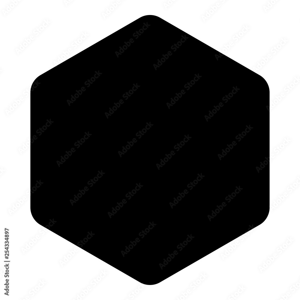 Hexagon with rounded corners icon black color vector illustration flat ...