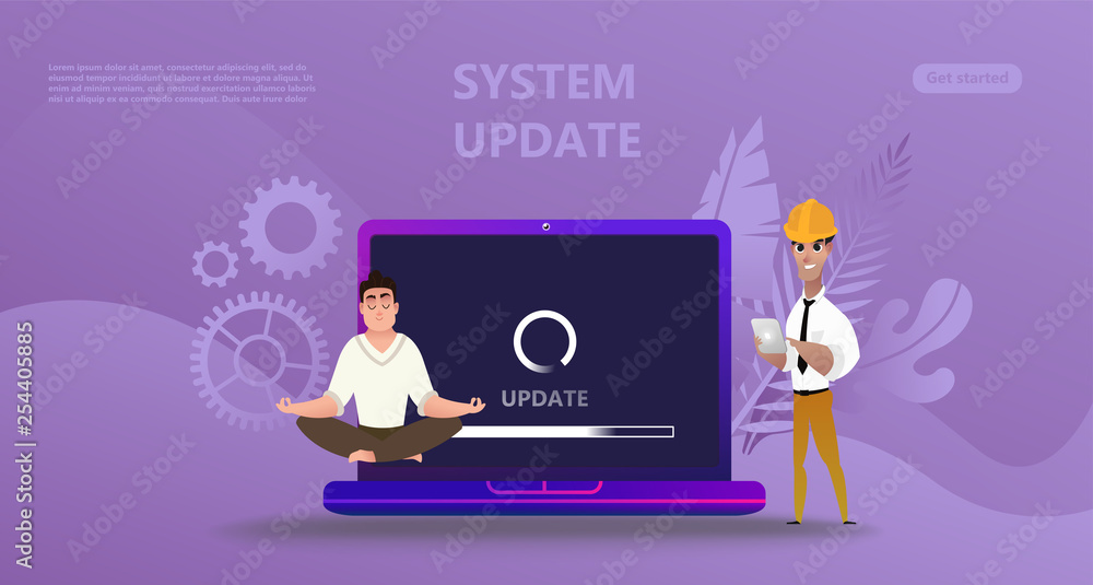 Vector de Stock Maintenance update system upgrate concept. Characters ...