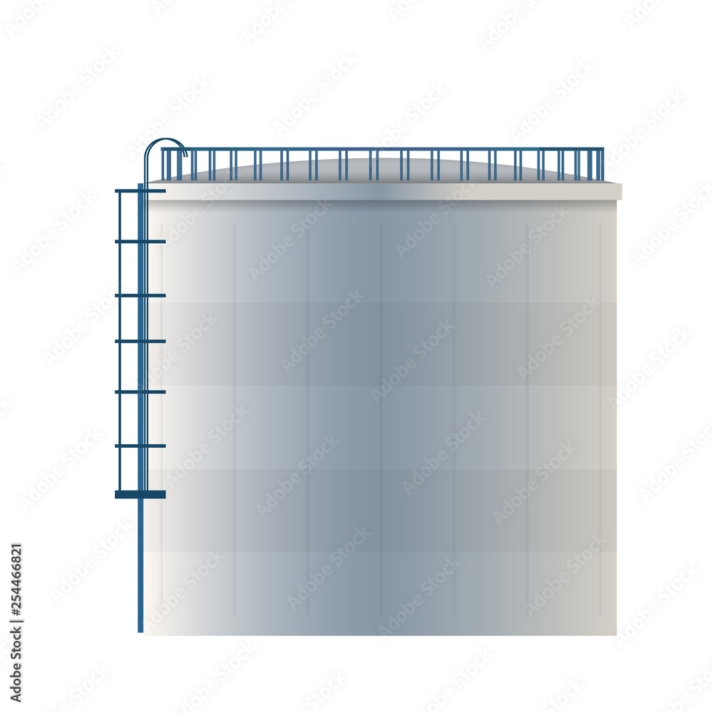 Creative vector illustration of water tank, crude oil storage reservoir ...