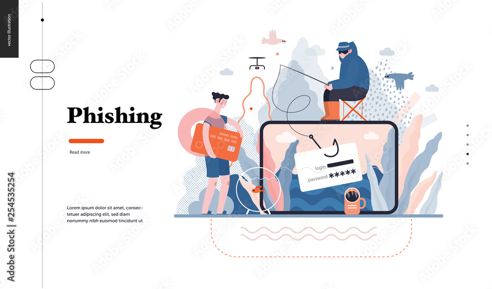 Technology 3 - Phishing - flat vector concept digital illustration of ...
