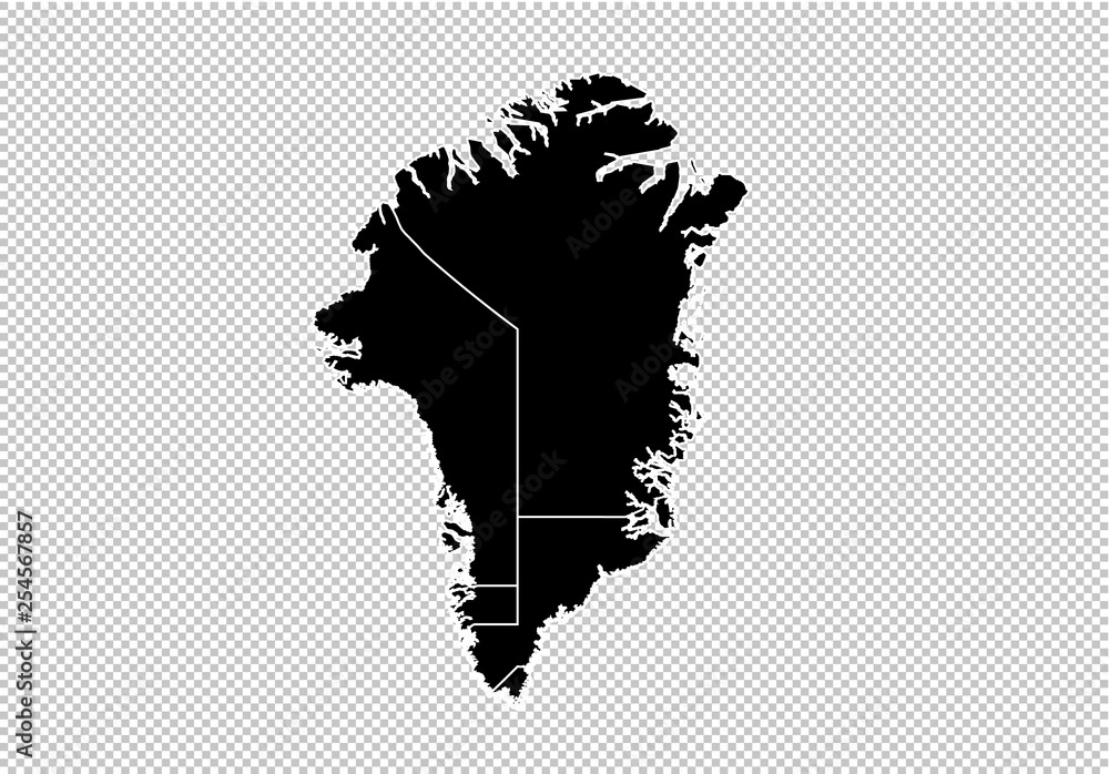greenland map - High detailed Black map with counties/regions/states of ...