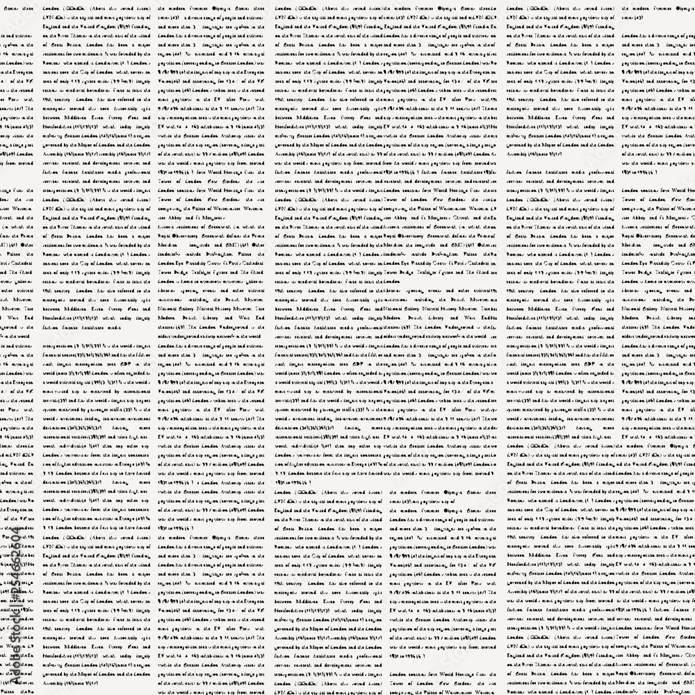 Vector seamless pattern with newspaper columns. Text in newspaper page ...