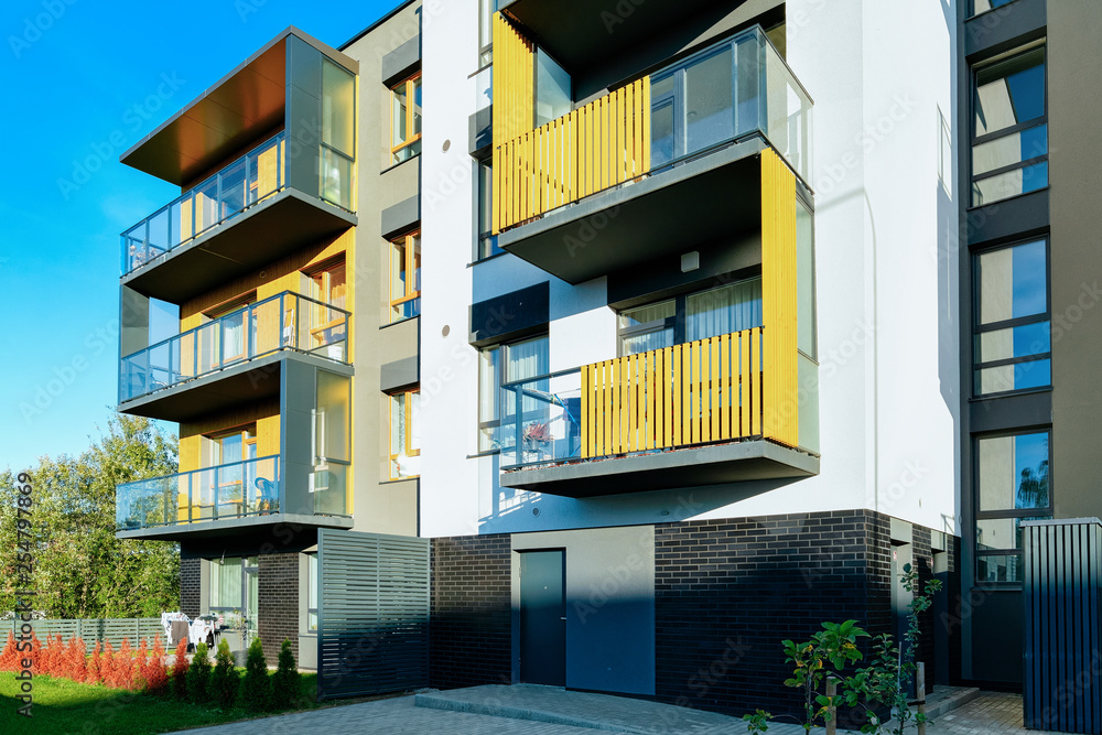 Apartment residential house home architecture with entrance gate Stock ...