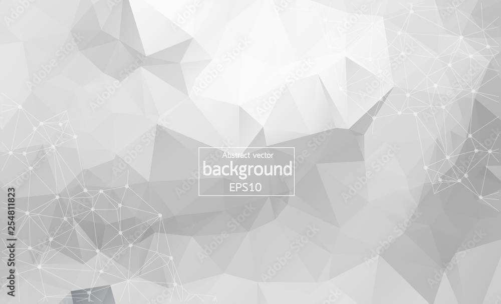 Network Connecting dot polygon background on isolated white background ...