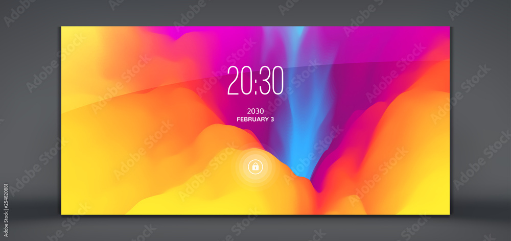 Modern lock screen for mobile apps. Abstract background with trendy gradients. Can be used for ...
