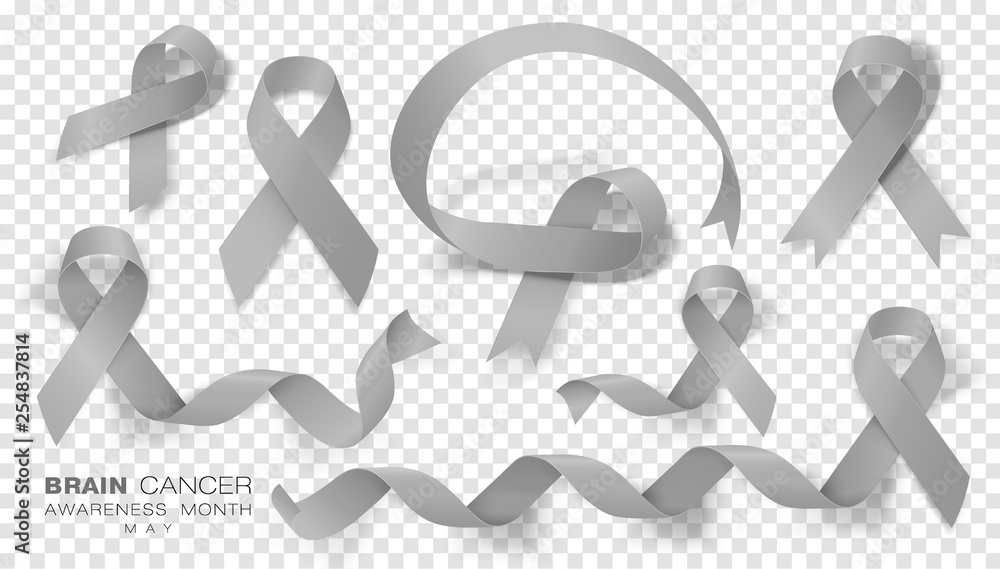 Vetor Brain Cancer Awareness Month. Grey Color Ribbon Isolated On ...
