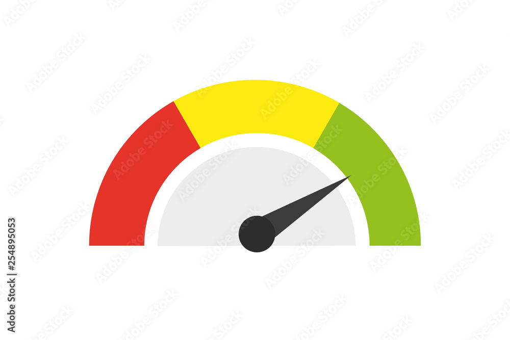 Speedometer icon or sign with arrow. Vector illustration. Stock Vector ...