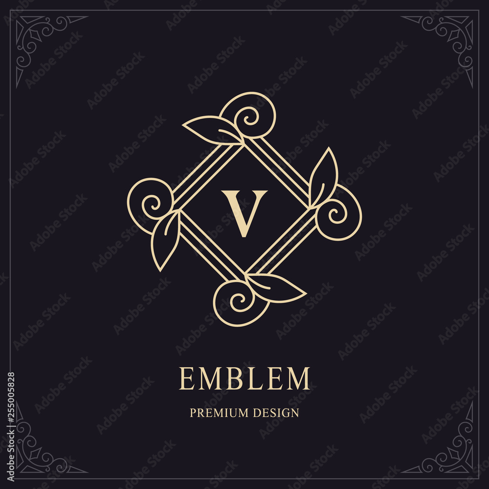 Floral Monogram Design. Letter V. Fourishes Calligraphic Vintage Frame ...