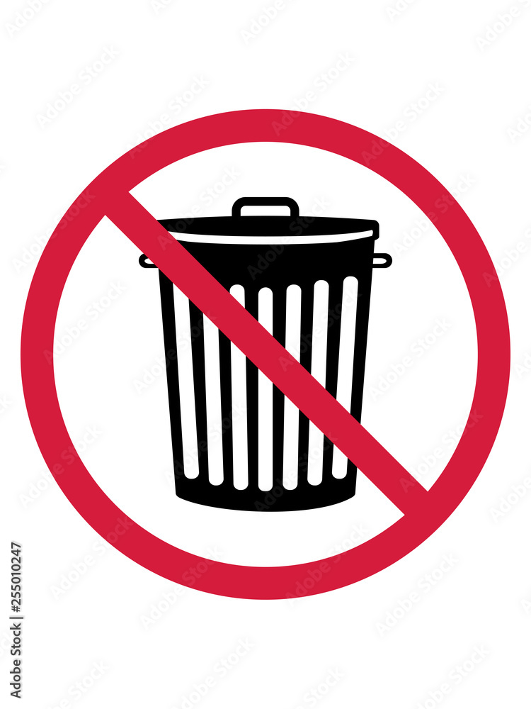 Stock-Illustration „verboten schild zone keine tonne mülltonne ...